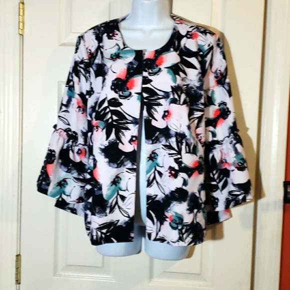 Lane Bryant | Jackets & Coats | Lane Bryant Floral Print Half Sleeve ...